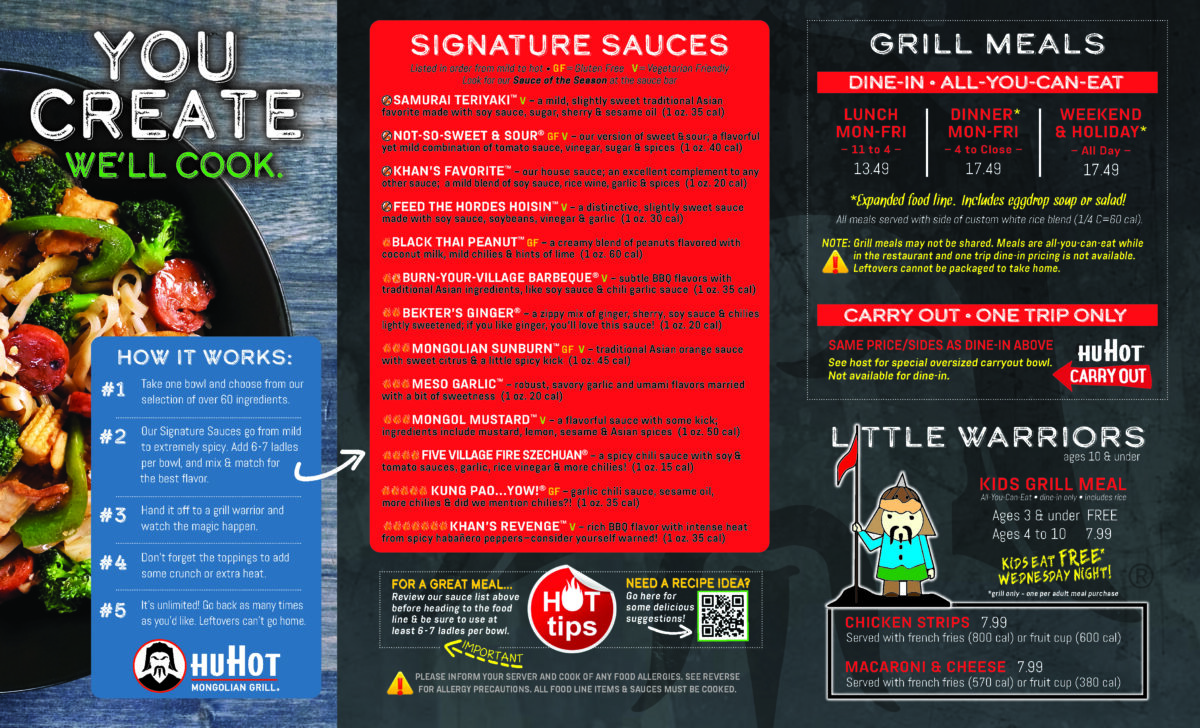 Menu-Spanish Fork | HuHot Mongolian Grill